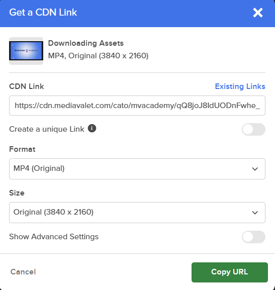 How do I create a CDN Link? – MediaValet Support Centre